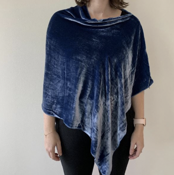 Delft Blue Silk Velvet Poncho – Gondwana & Divine Clothing Co.
