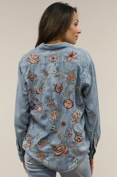 Vintage Rose Embroidered Denim Top – Gondwana & Divine Clothing Co.