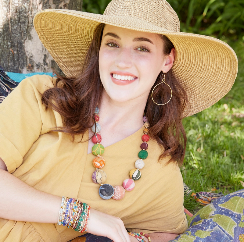 Kantha Graduated Bead Necklace Gondwana Divine Clothing Co